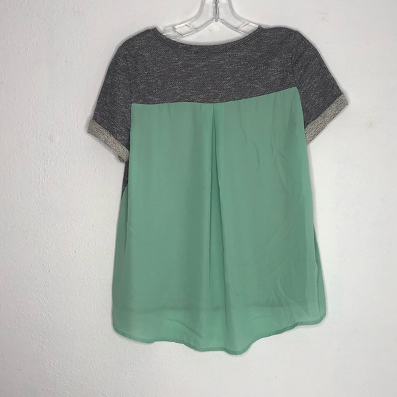 Market & Spruce | Tops | Market Spruce Grey And Mint Mixed Material Top ...